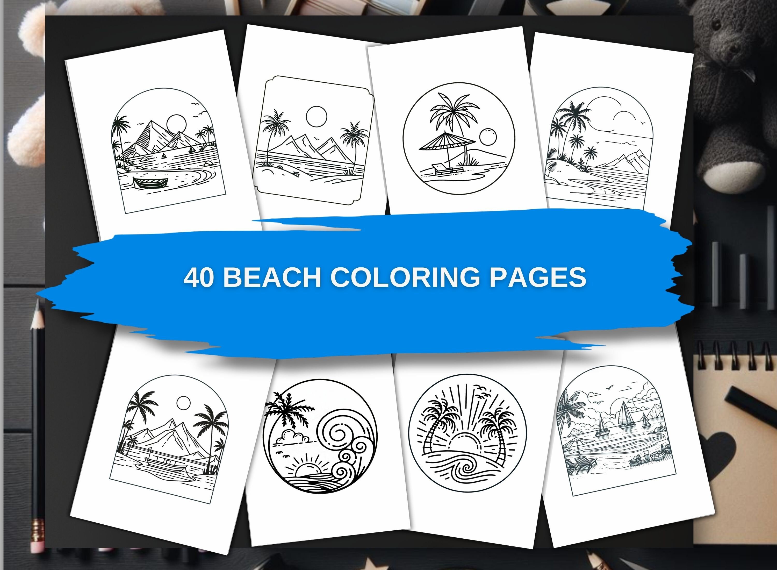 Beach Coloring, Minimalist Coloring, Line Art Minimalist, Boho Coloring ...