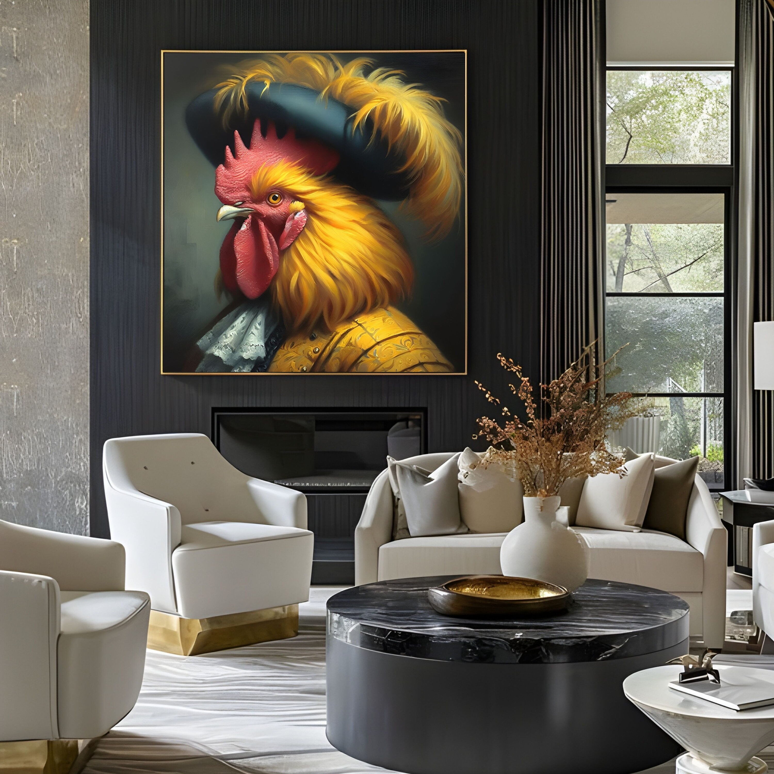 Antique Animal Print, Vintage Rooster Art, Renaissance Rooster Portrait ...