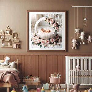 Newborn Digital Backdrop, Baby Girl Cream Flower Bed, Fine Art ...