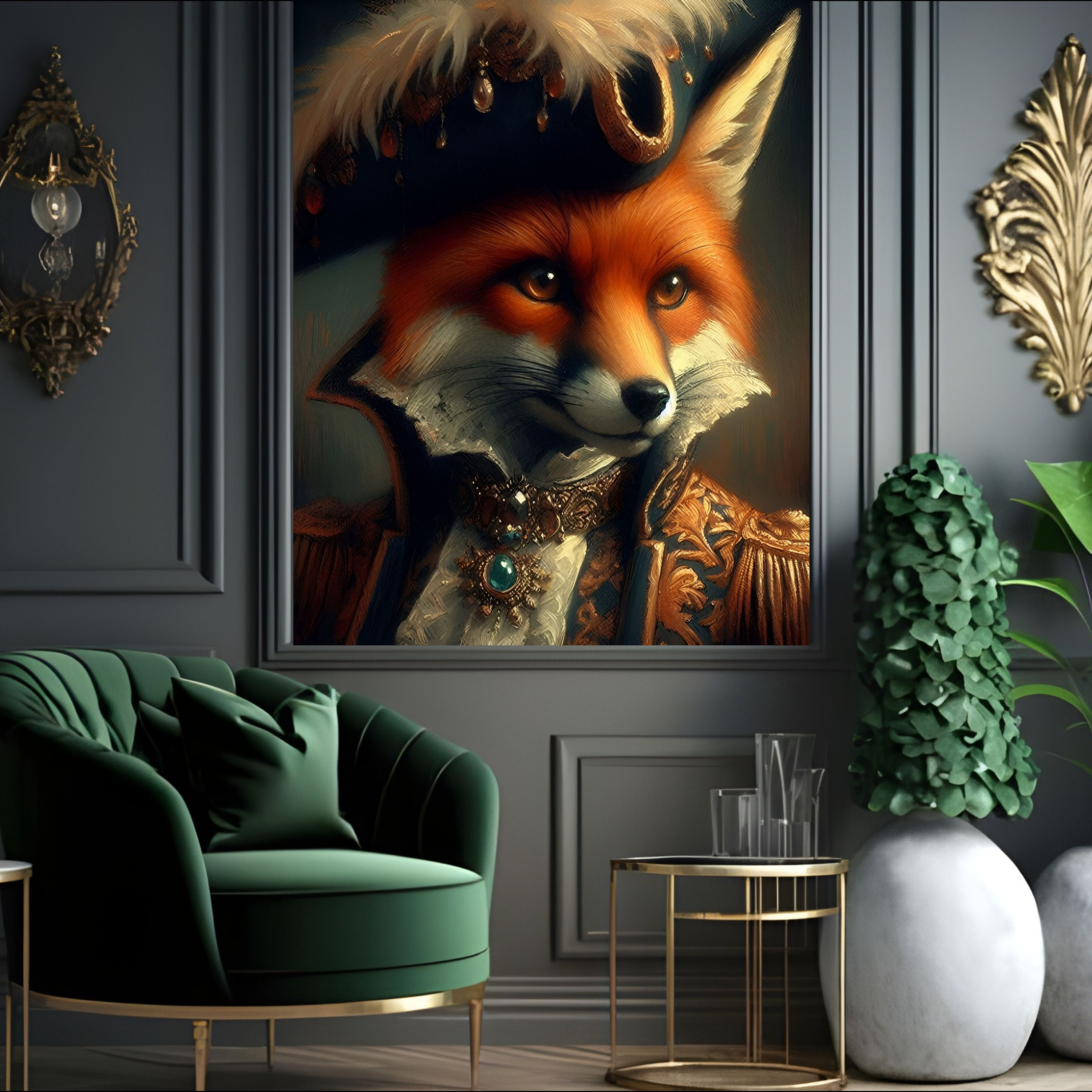 Fox Wall Art, Fox Portrait Print, Renaissance Fox Portrait, Victorian ...