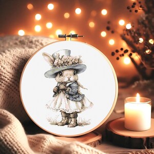 Rabbit Cross Stitch Pattern, Cross Stitch Pattern With Cute Bunny ...