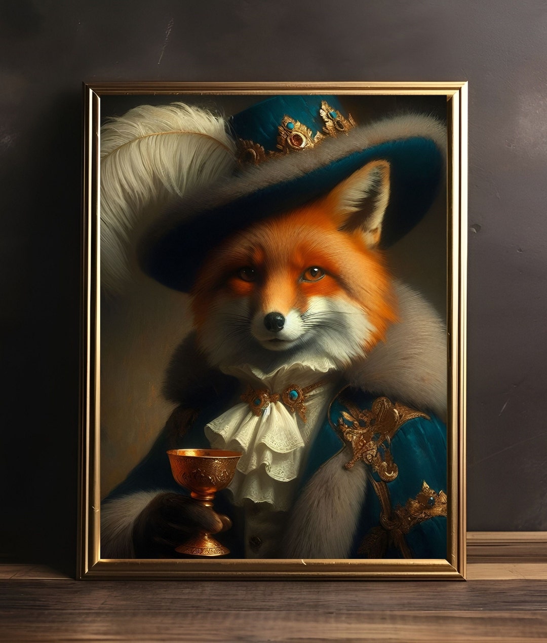 Renaissance Fox Portrait, Portrait Print, Fox Wall Art, Victorian ...