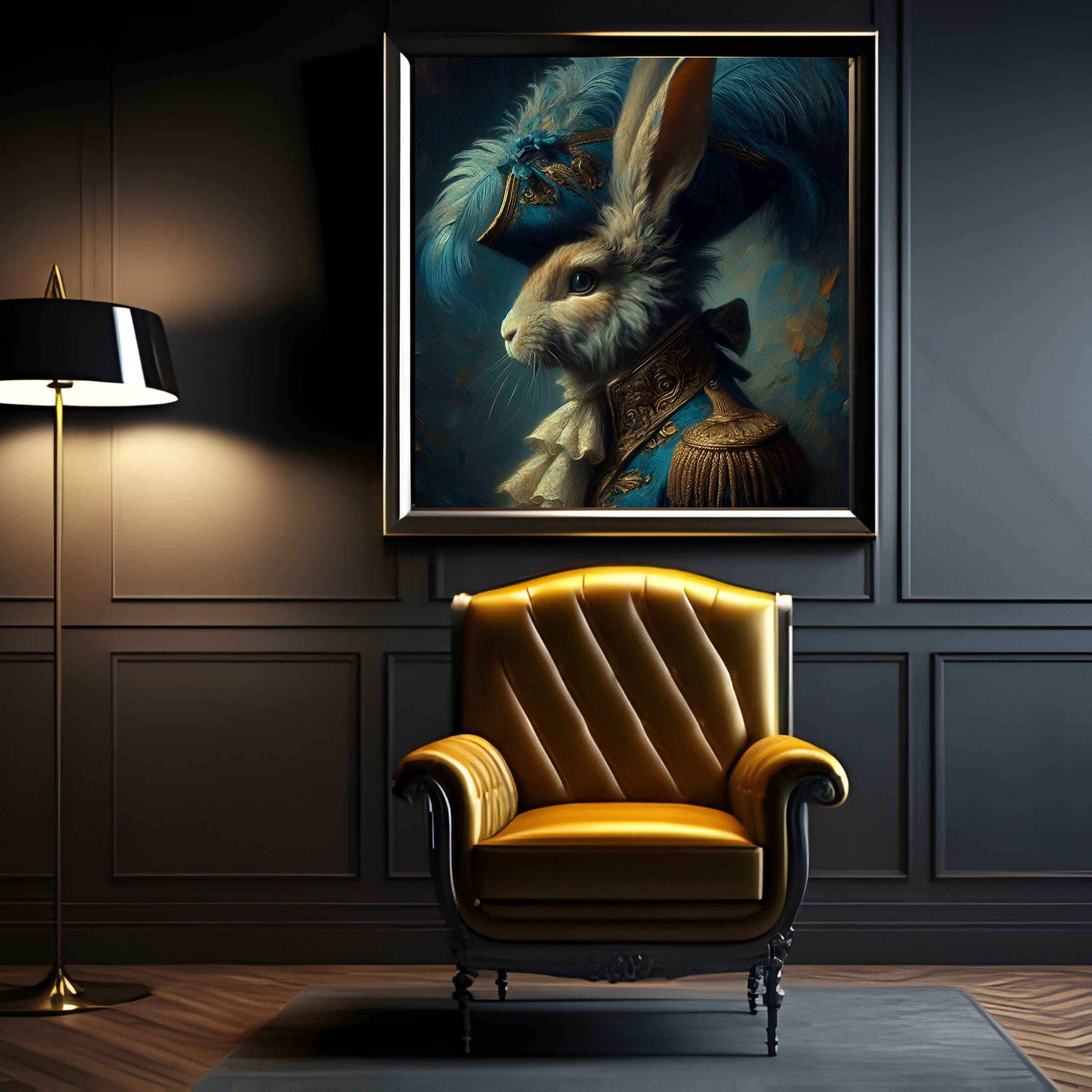 Rabbit Portrait Art, Rabbit Art Print, Renaissance Rabbit Portrait ...