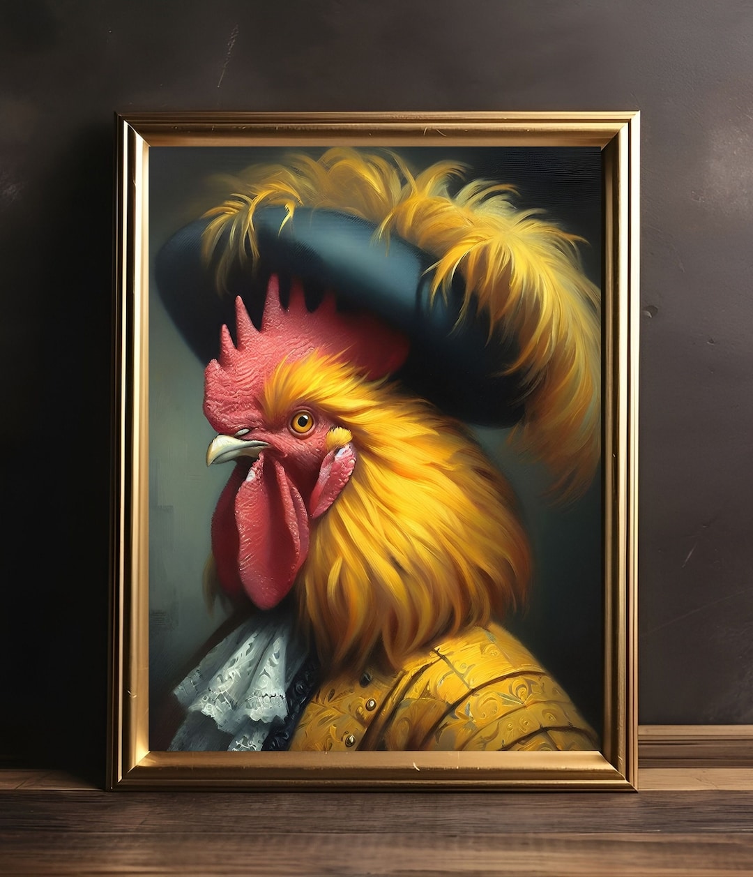Antique Animal Print, Vintage Rooster Art, Renaissance Rooster Portrait ...