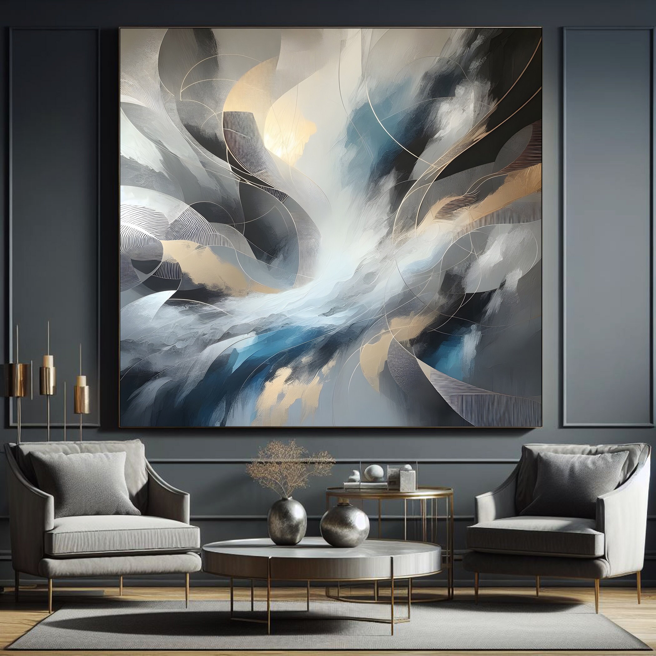 Blue Abstract Art, Modern Art, Contemporary Art, Printable Abstract Art ...