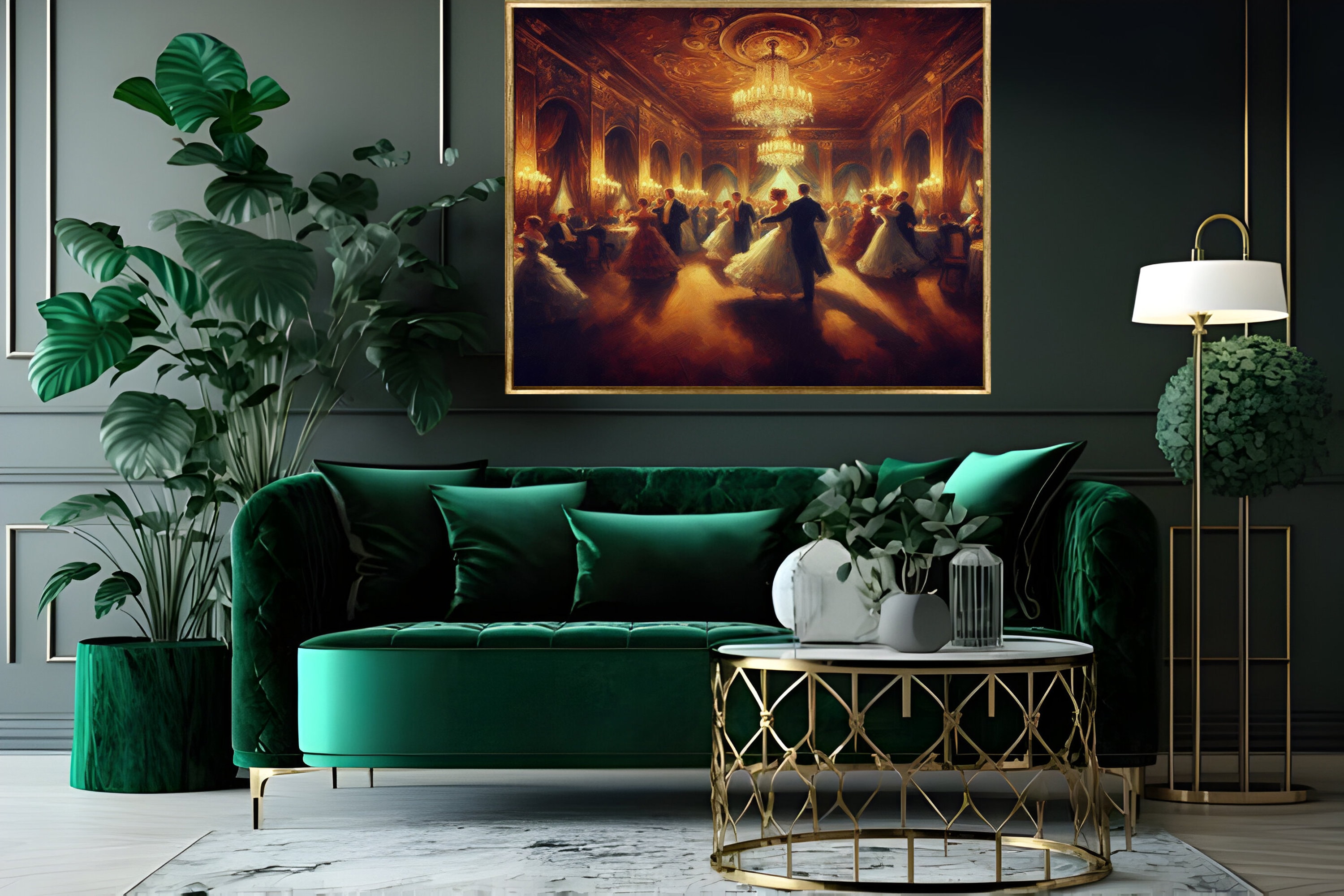 Ballroom Dancing Wall Art, Victorian Ball Painting, Couple Dancers ...