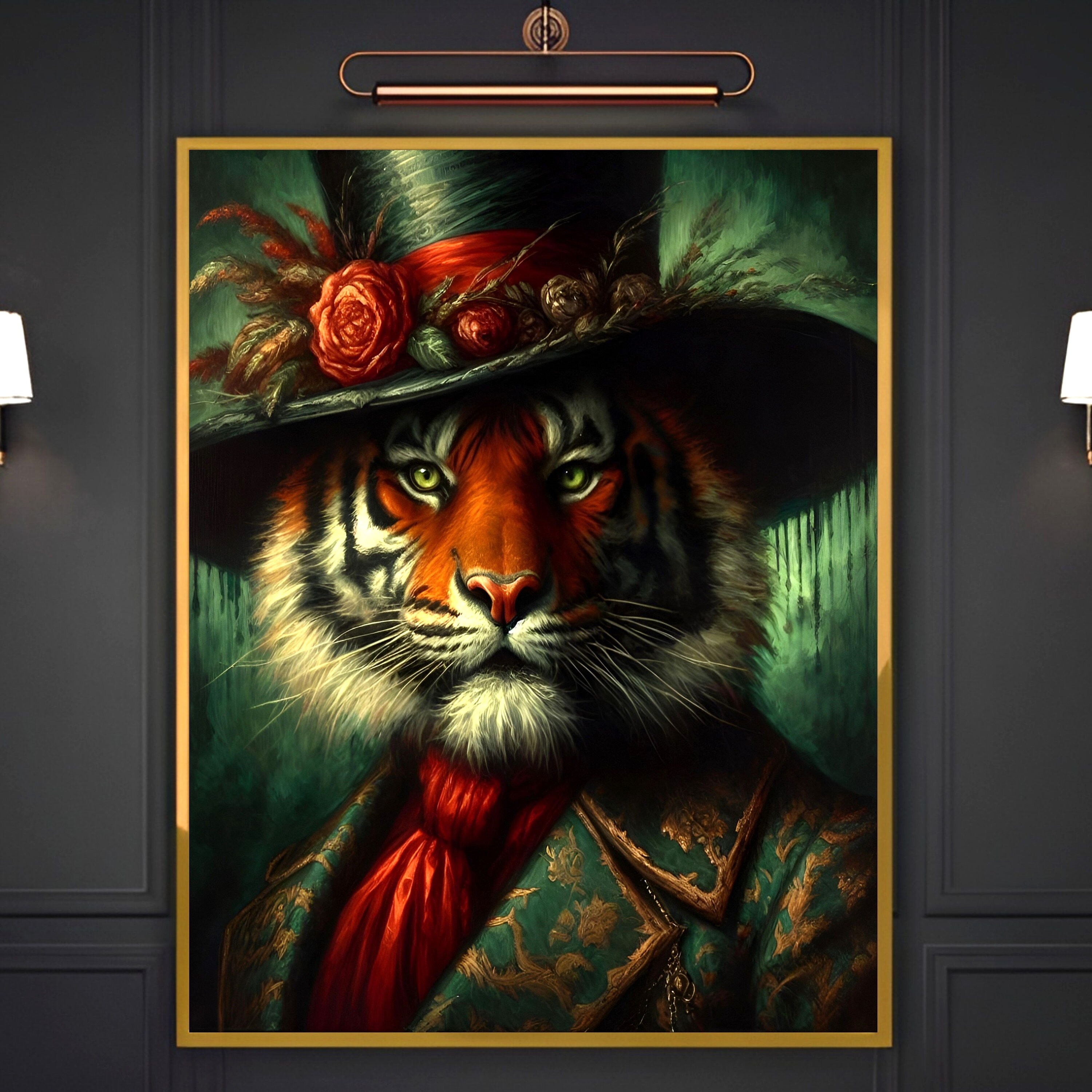 Victorian Tiger Portrait, Tiger Printable Art, Tiger Art Poster, Tiger ...