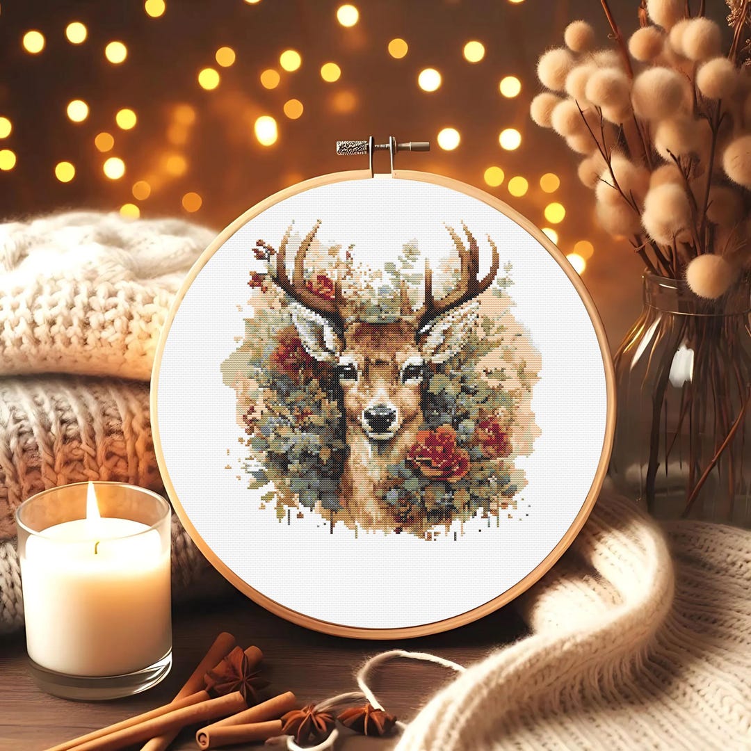 Deer Cross Stitch Pattern, Wild Animal Cross Stitch Pattern, Art Cross ...