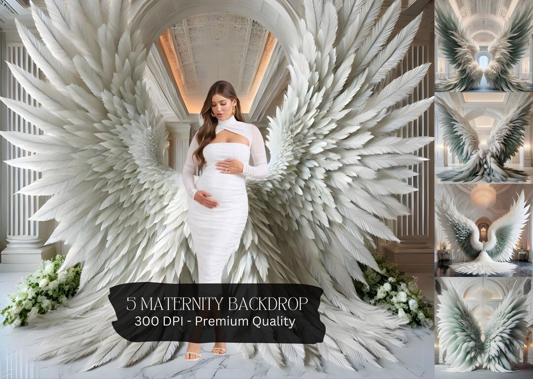 5 ANGEL WINGS Backdrops, Maternity Digital Backdrop, Pregnancy Wings ...