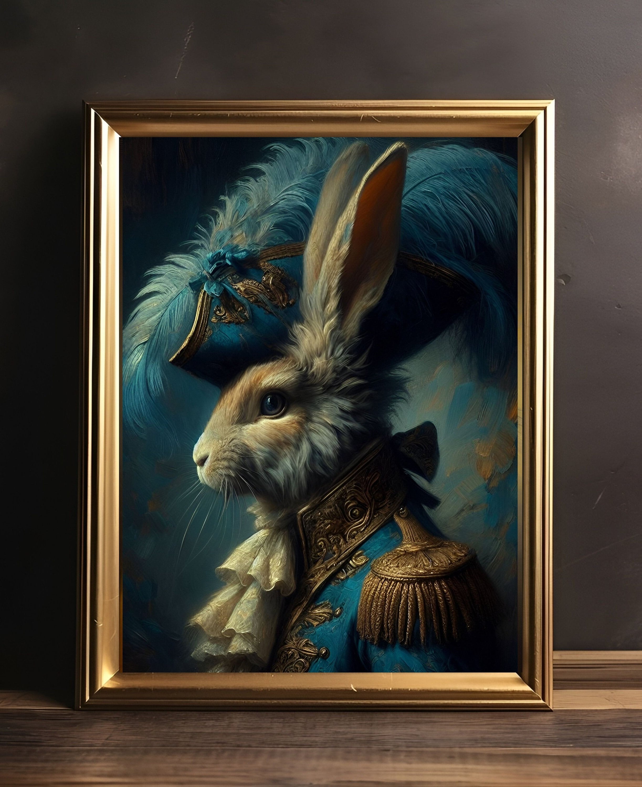 Rabbit Portrait Art, Rabbit Art Print, Renaissance Rabbit Portrait ...