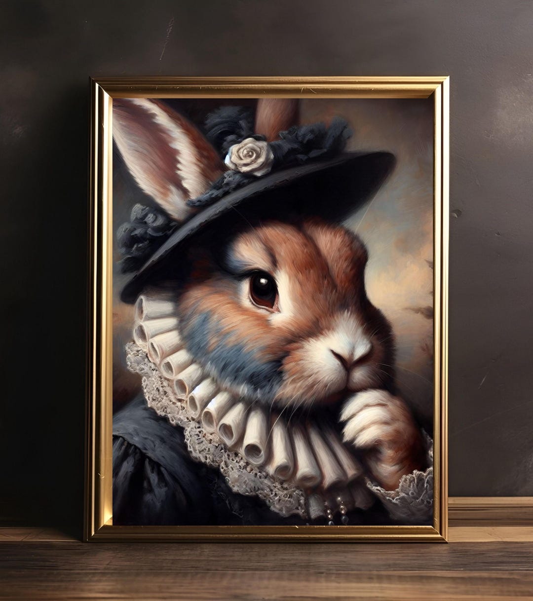 Rabbit Portrait Art, Rabbit Art Print, Renaissance Rabbit Portrait ...