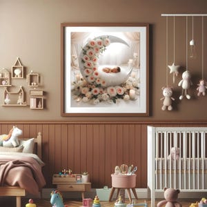 Newborn Digital Backdrop, White Crescent Moon, Baby Boy Girl, Moon Star ...