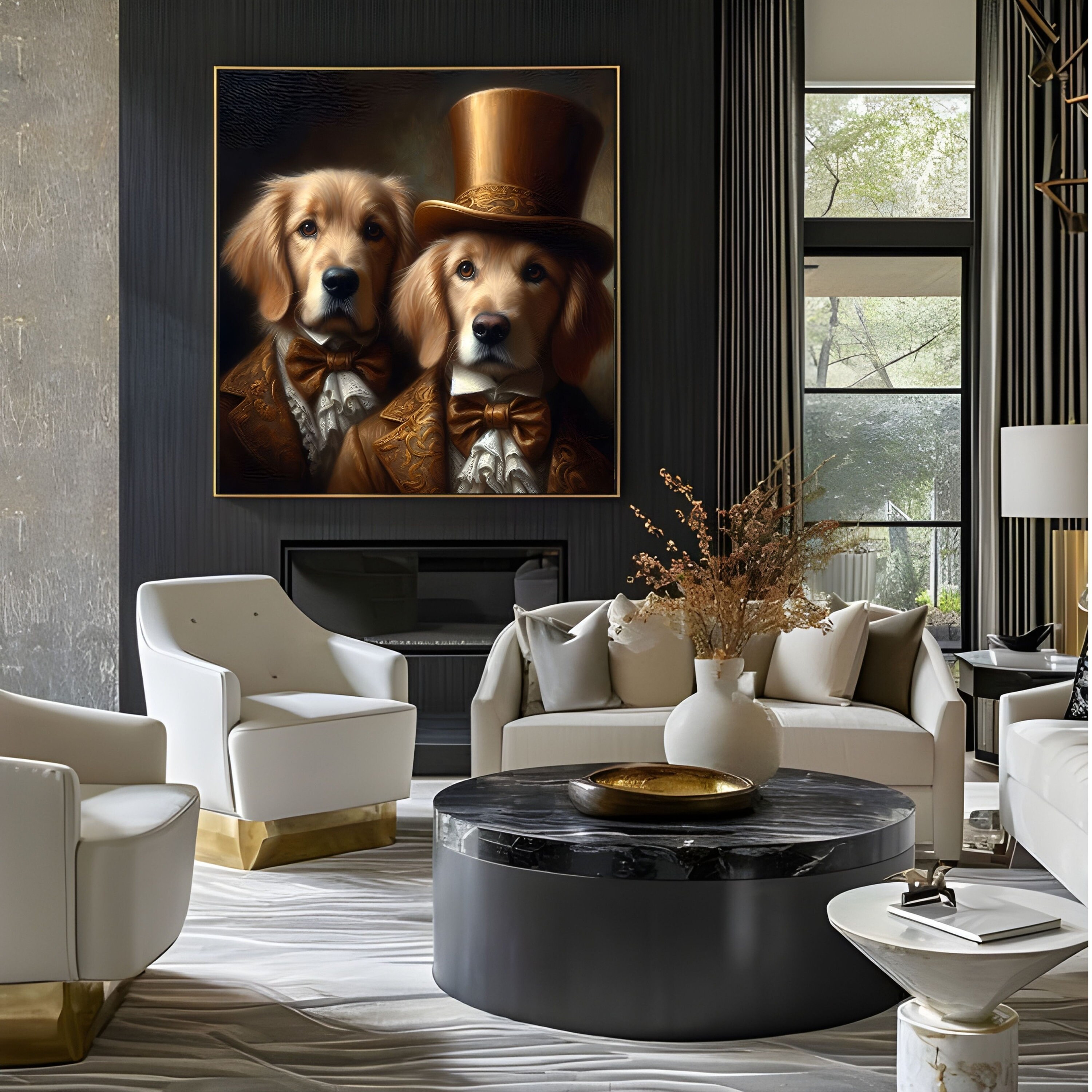 Victorian Dog Portrait, Renaissance Dog Pet, Double Pet Portrait, Funny ...