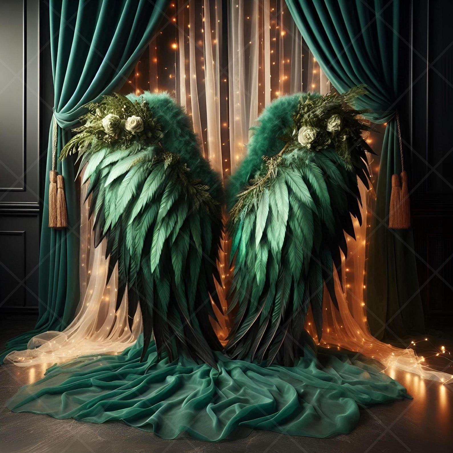Green Angel Wings Photography Backdrop: Maternity, Newborn (digital ...