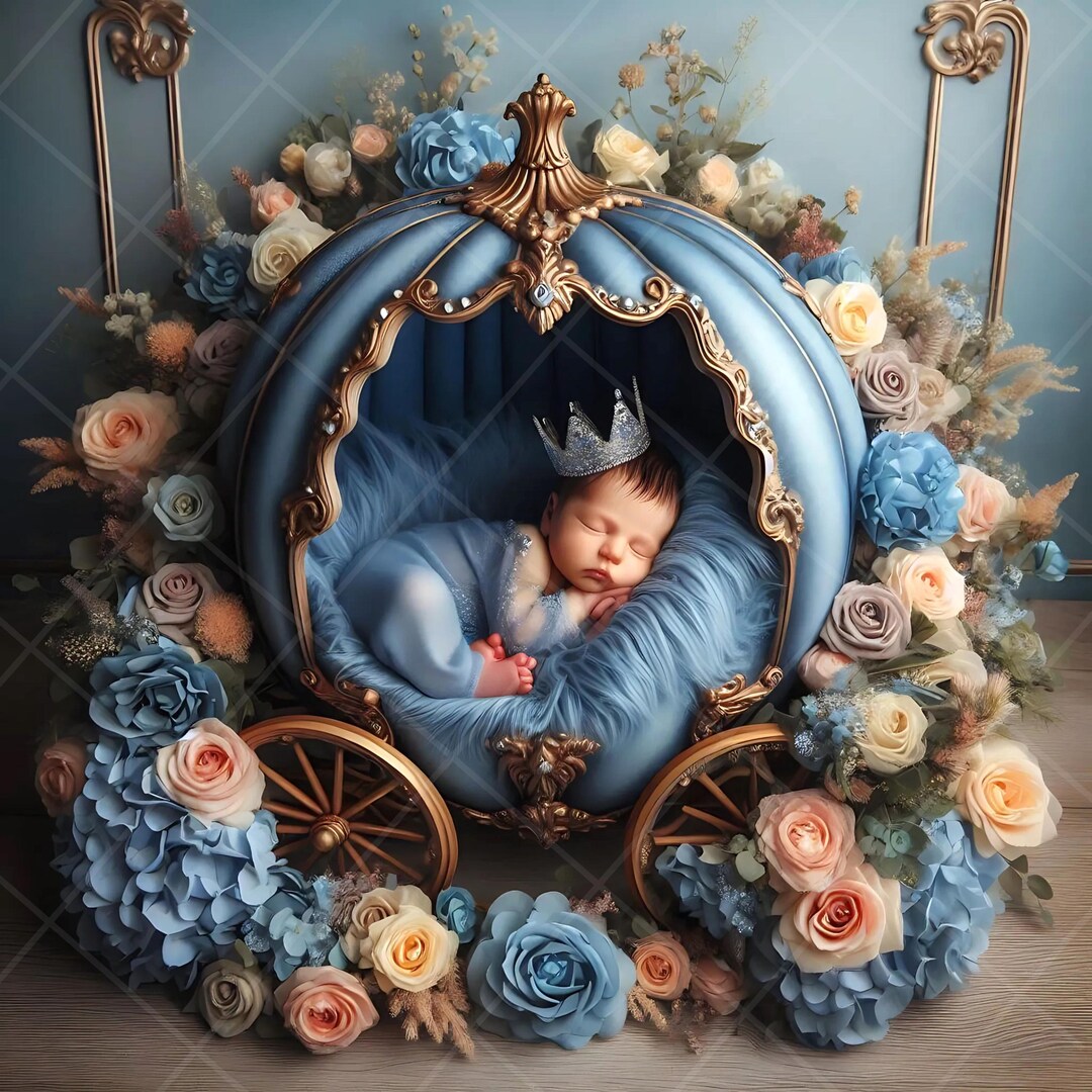 Newborn Digital Background, Princess Cart, Flower Pram, Fine Art ...