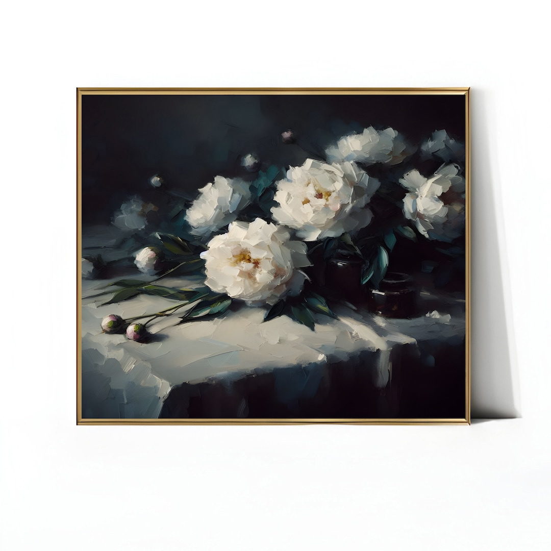 Moody Peonies Painting, Antique Peony Bouquet Art Print, Moody Floral ... Moody Peonies Painting, Antique Peony Bouquet Art Print, Moody Floral ...