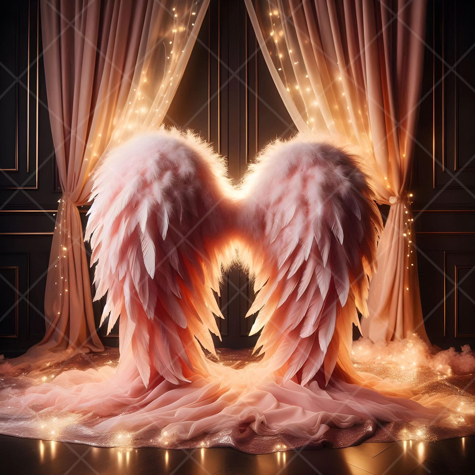 Pink Feather Angel Wings Maternity Photography Backgrounds (digital ...