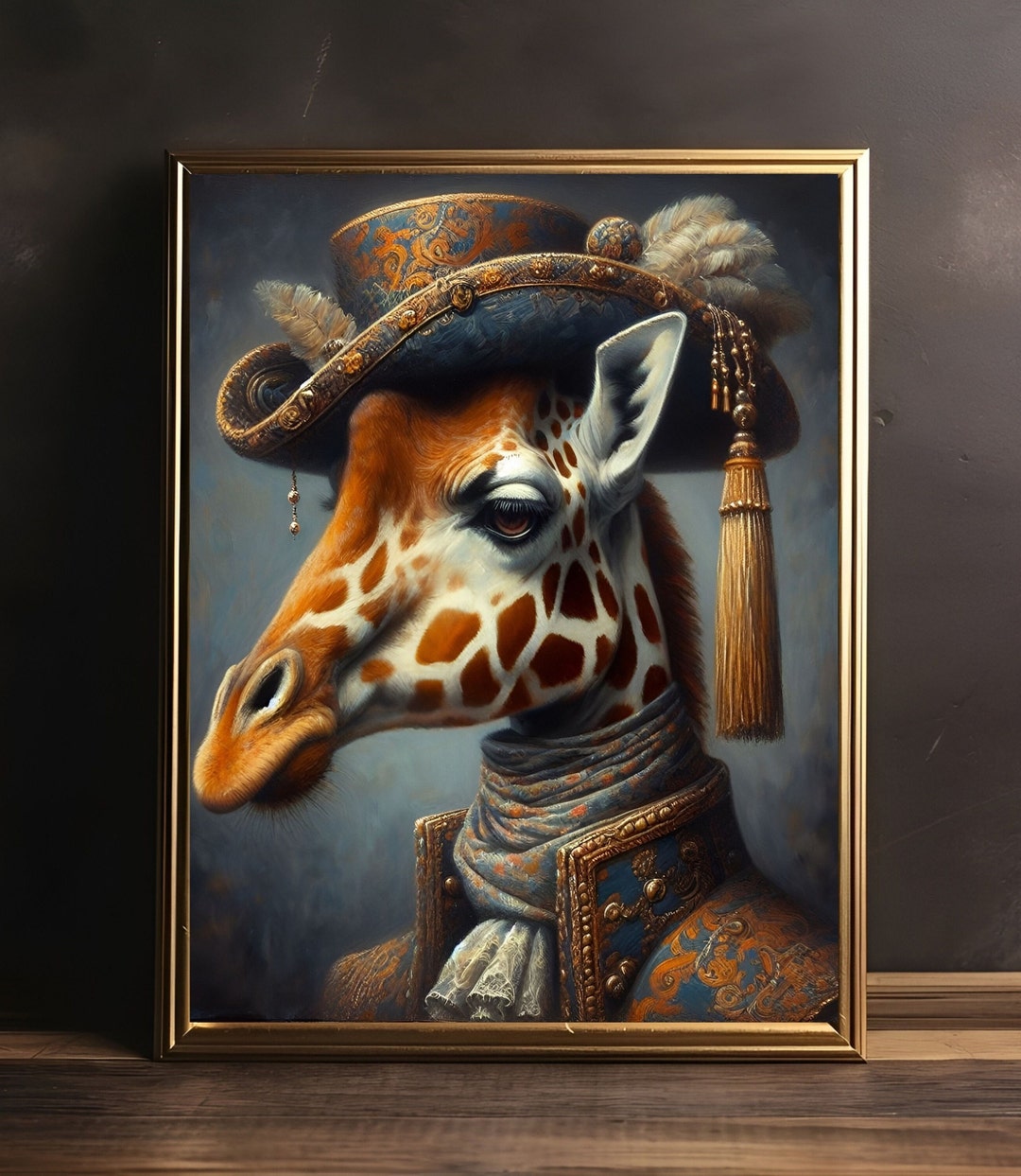 Giraffe Art Print, Giraffe Vintage Portrait, Renaissance Giraffe Poster ...