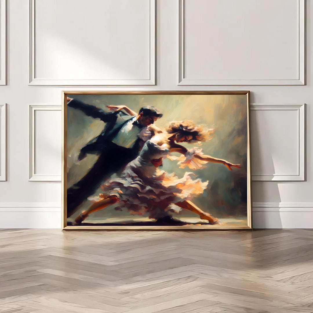 Vintage Dancing Couple Art Print: Victorian Ballroom Painting (digital ...