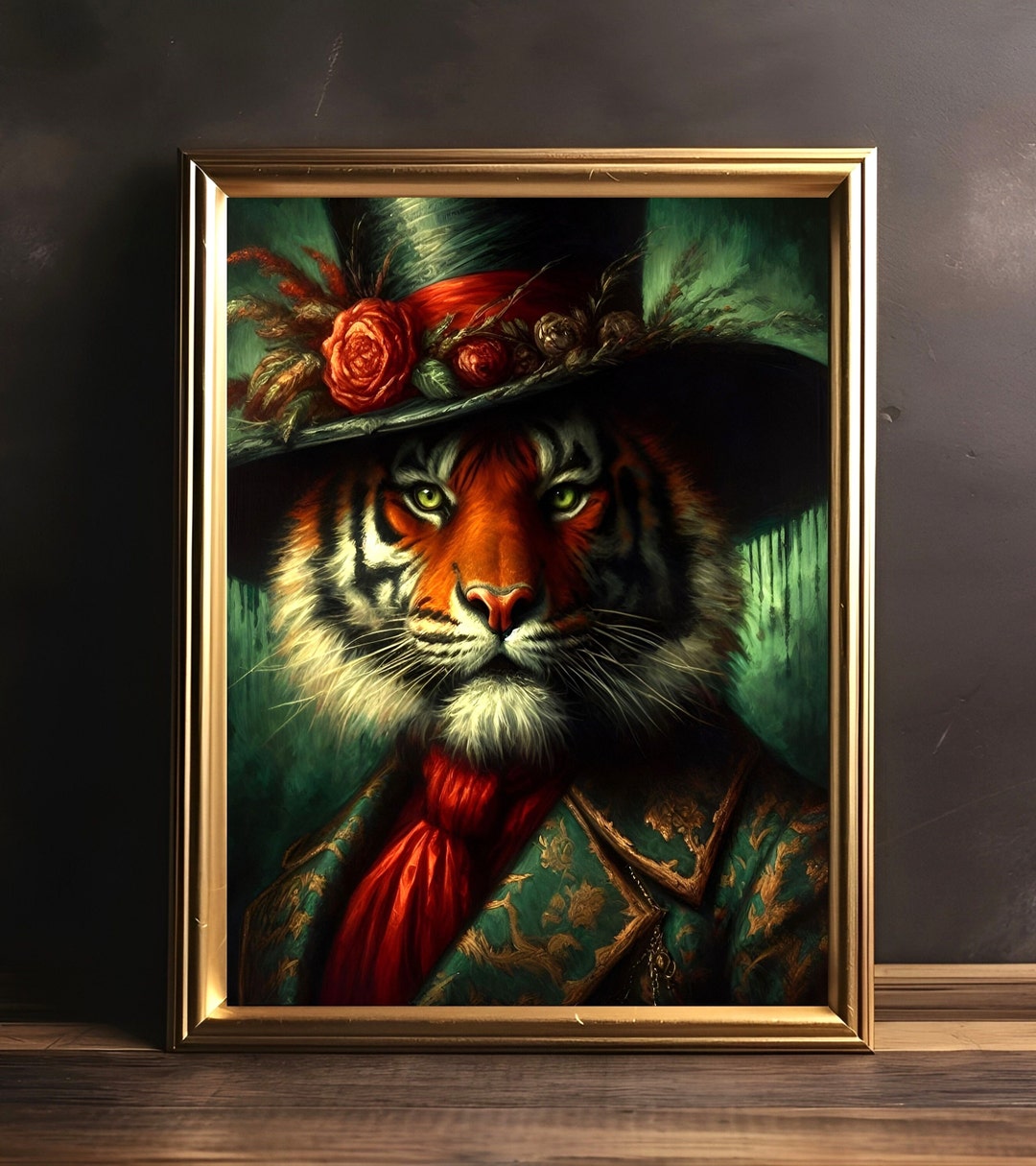 Victorian Tiger Portrait, Tiger Printable Art, Tiger Art Poster, Tiger ...