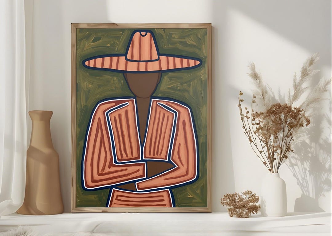 Abstract Cowboy Art Print, Modern Western Wall Art, Minimal Cowboy ...