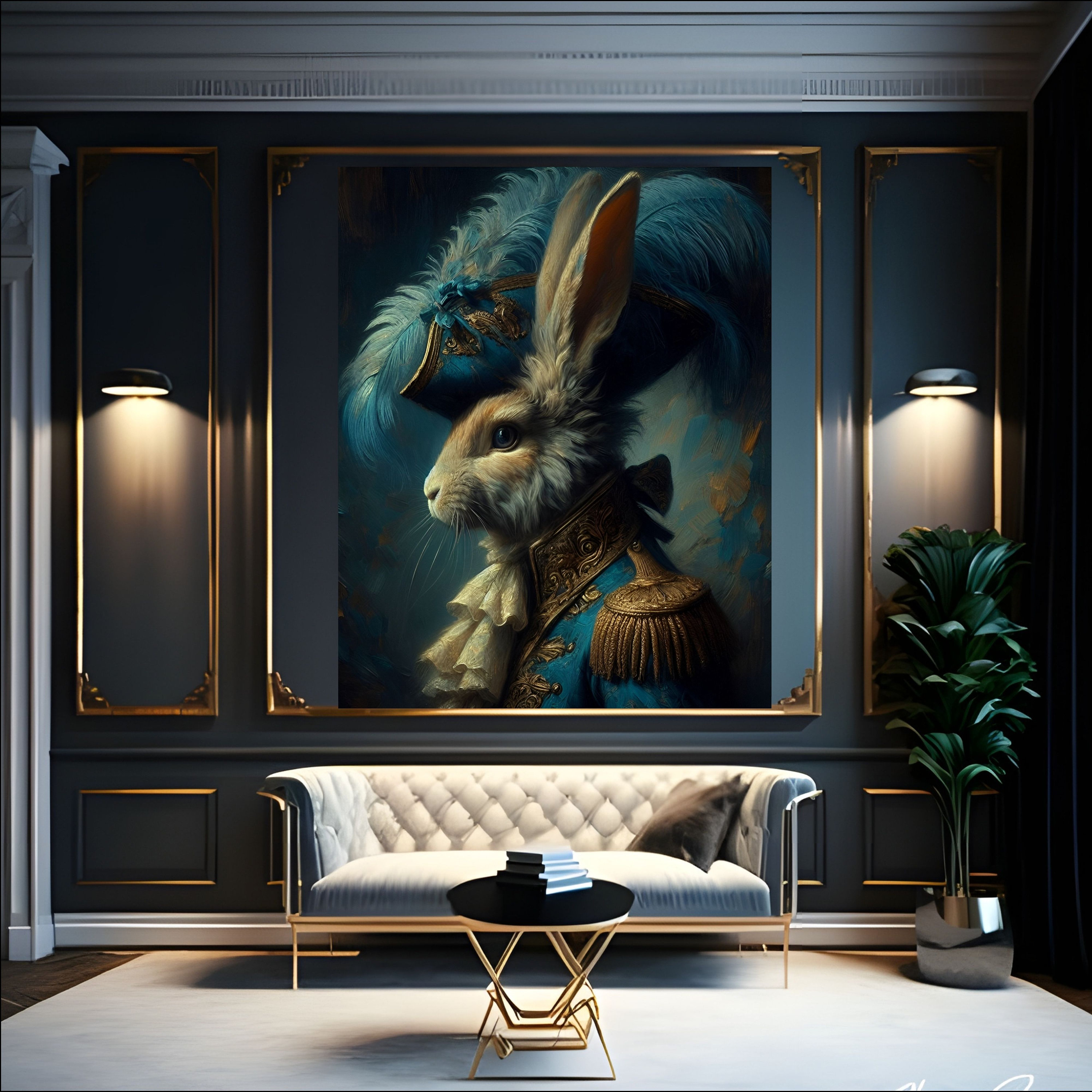 Rabbit Portrait Art, Rabbit Art Print, Renaissance Rabbit Portrait ...