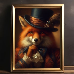 Fox Portrait Print, Fox Wall Art, Renaissance Fox Portrait, Victorian ...