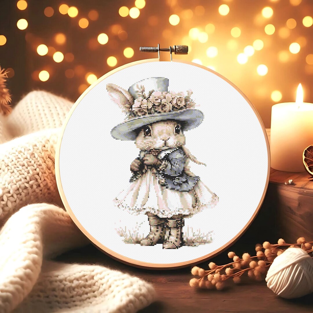 Rabbit Cross Stitch Pattern, Cross Stitch Pattern With Cute Bunny ...