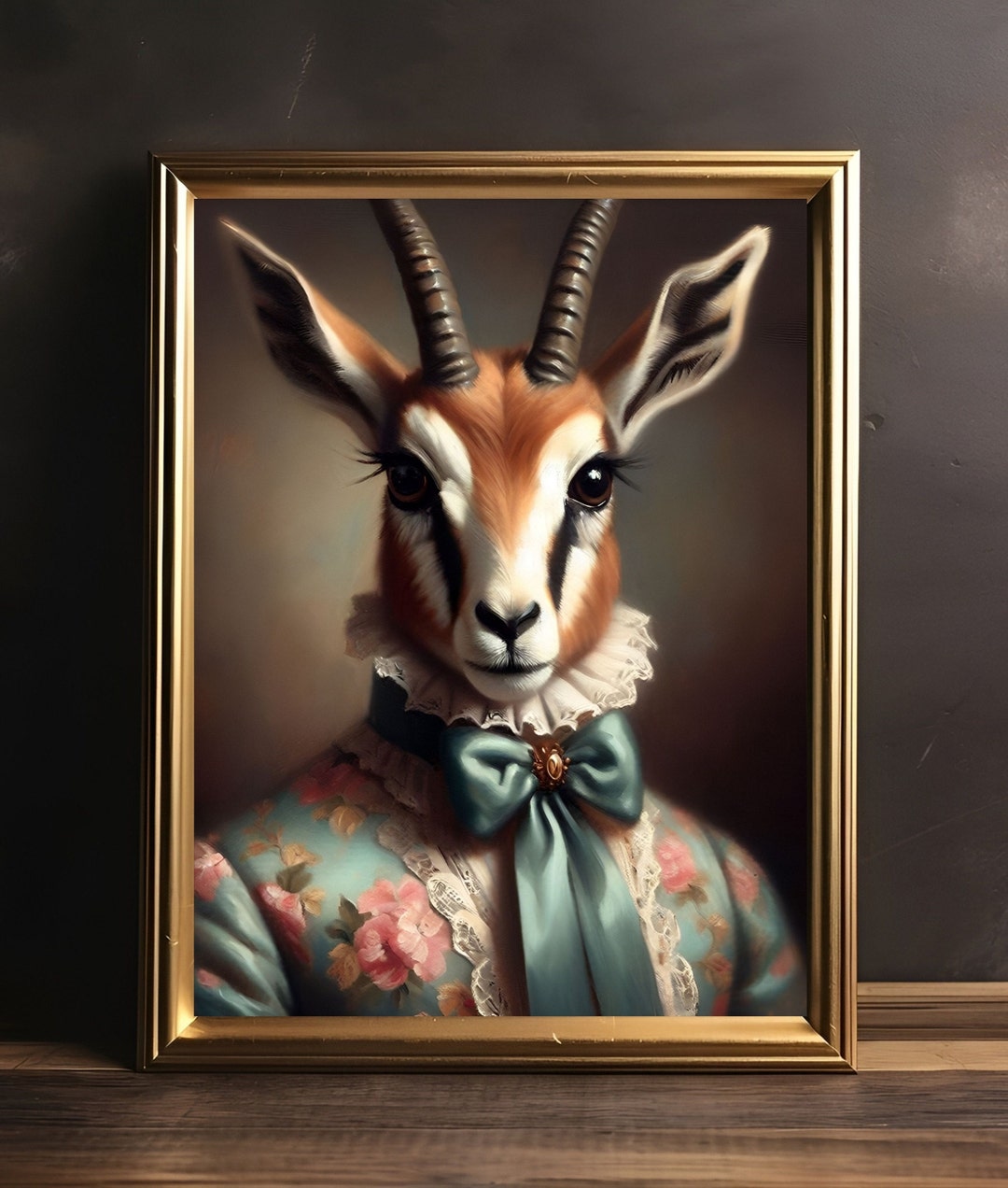 Gazelle Victorian Portrait, Gazelle Print, Gazelle Poster Art, Antique ...