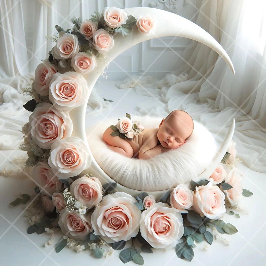Newborn Digital Backdrop, Moon Star Composite Digital Background, White ...