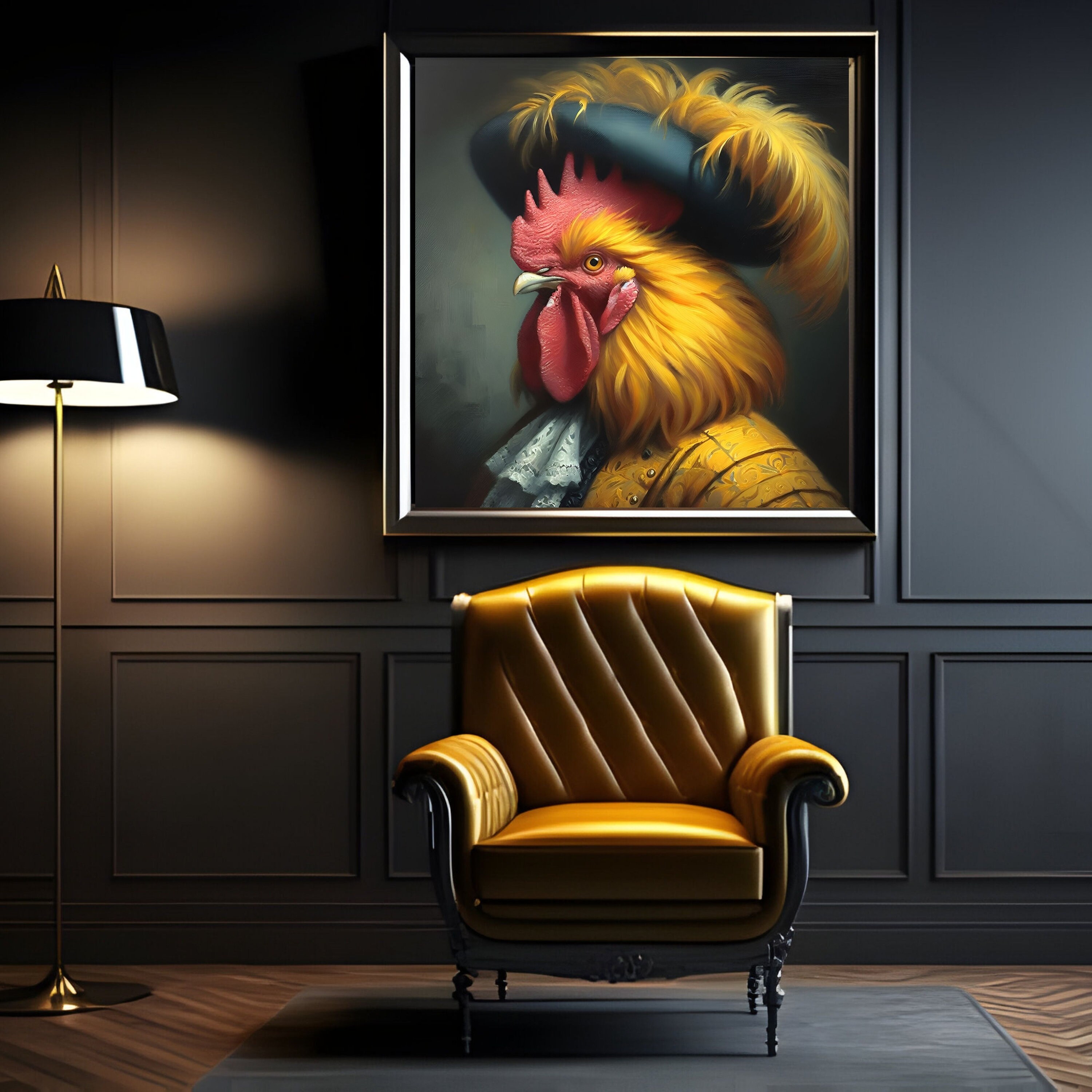 Antique Animal Print, Vintage Rooster Art, Renaissance Rooster Portrait ...