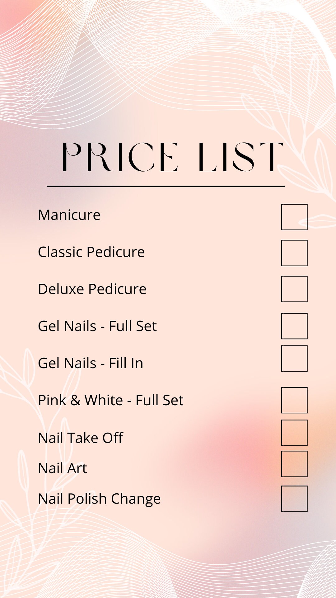Nail Salon Digital Price List - Etsy