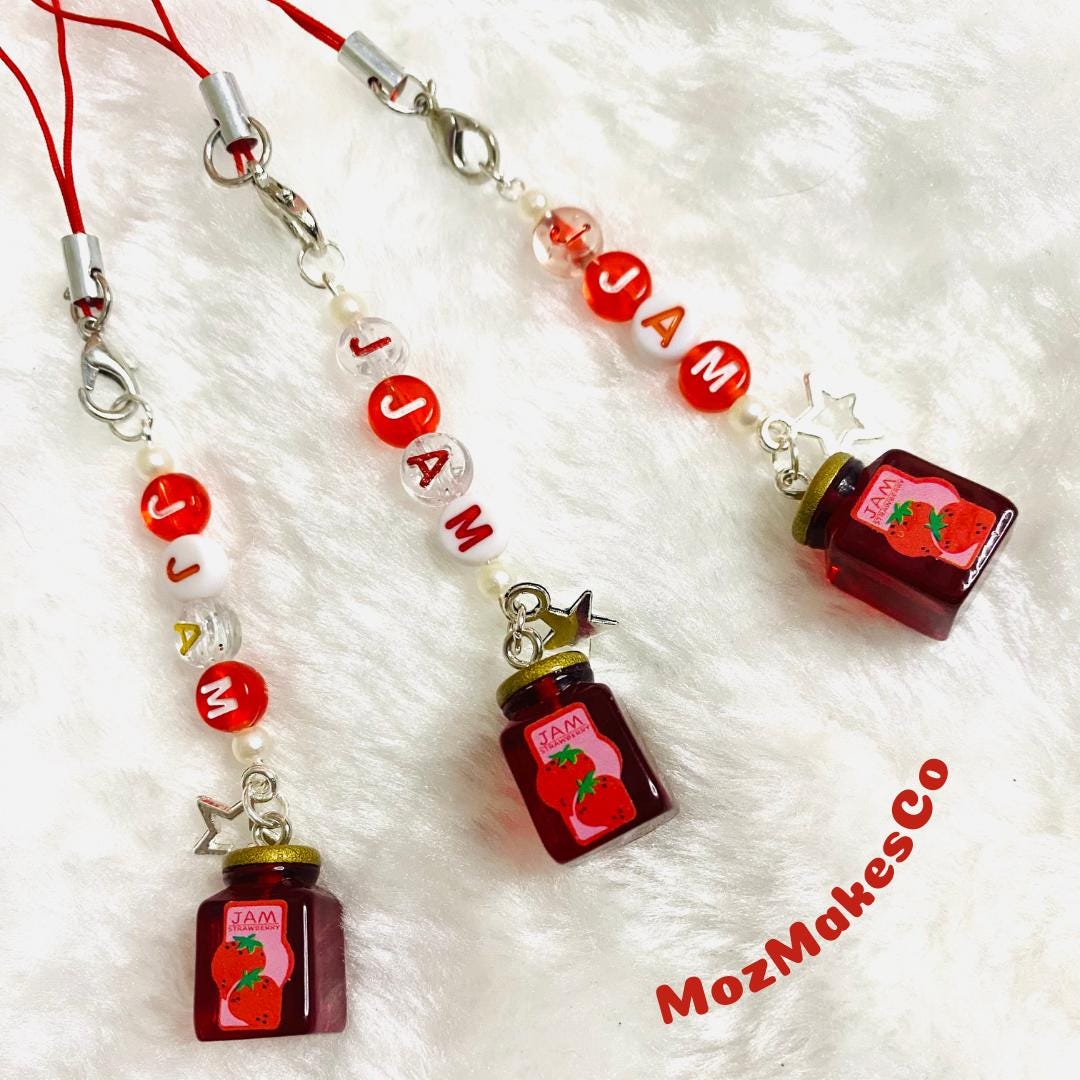 SKZ JJAM K-pop Phone Charm: Strawberry Jam Jar Light Stick Strap - Etsy