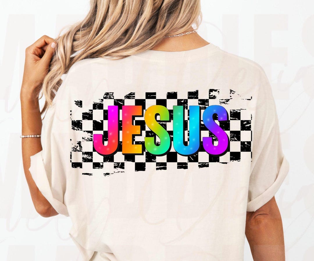 Checkered Jesus PNG, Jesus Sublimation, Bible Verse Png, Faith Based ...