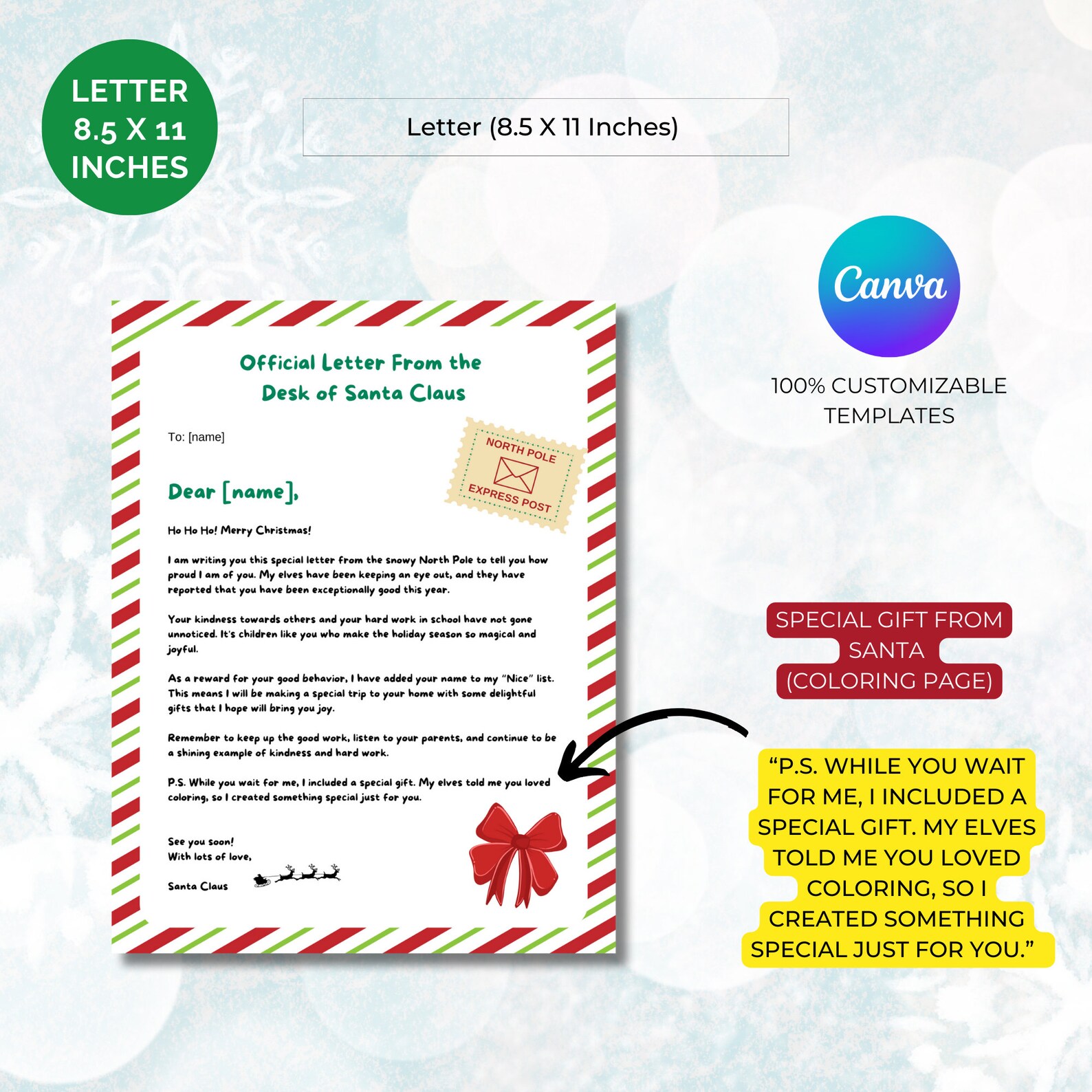 Santa Letter Template | Christmas Coloring Sheets | Editable Letter ...