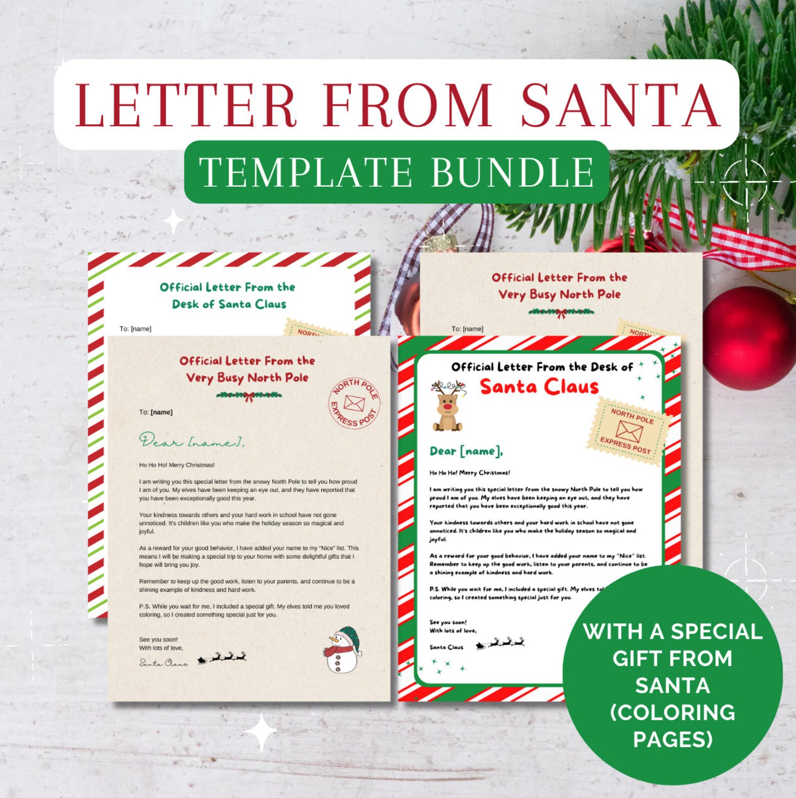 Santa Letter Template | Christmas Coloring Sheets | Editable Letter ...