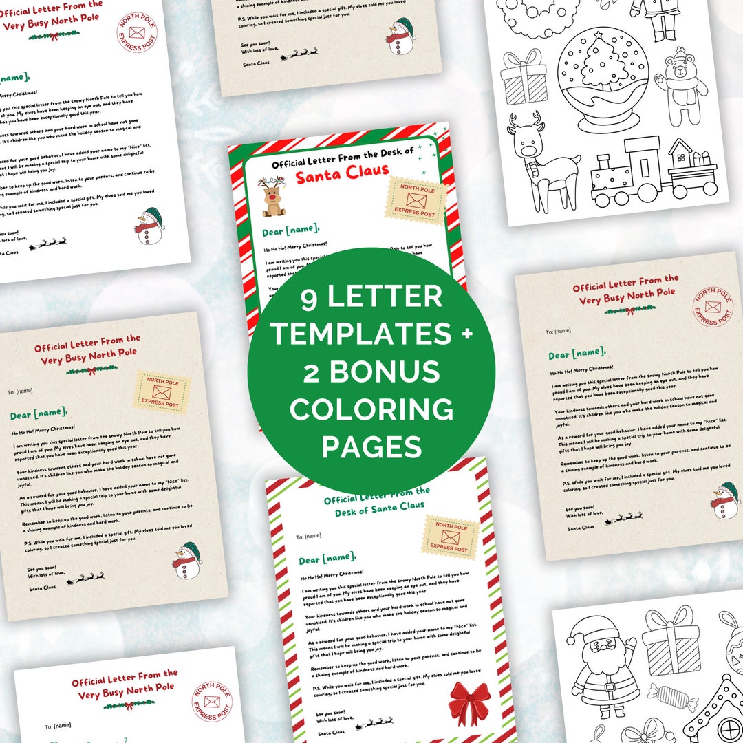 Santa Letter Template Christmas Coloring Sheets Editable Letter From ...