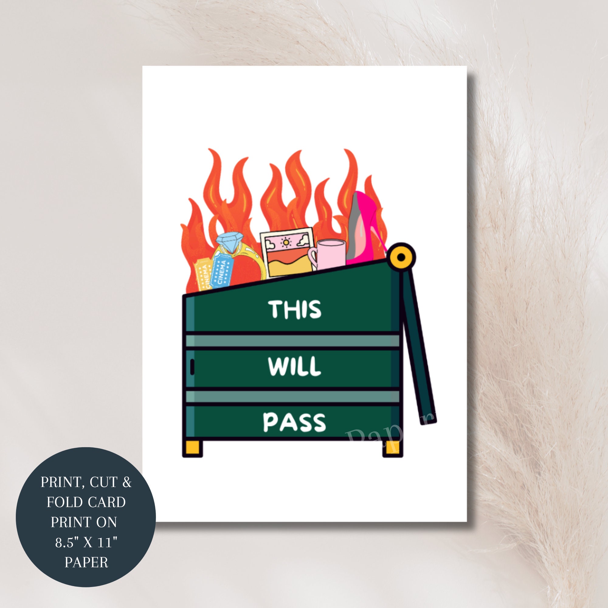 Dumpster Fire Printable Card Funny Divorce Gifts Funny Separation Cards ...