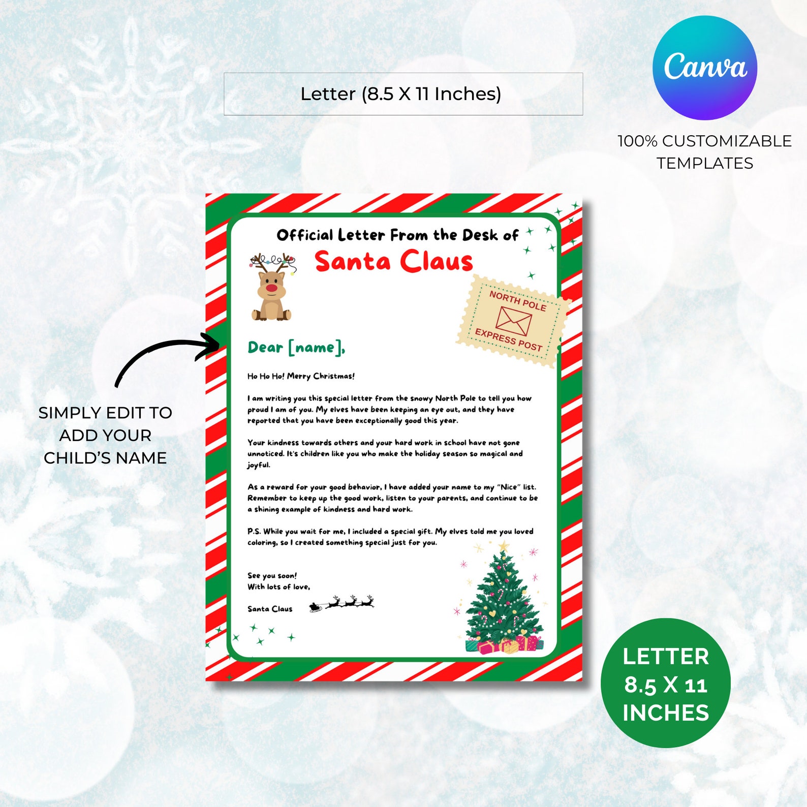 Santa Letter Template | Christmas Coloring Sheets | Editable Letter ...