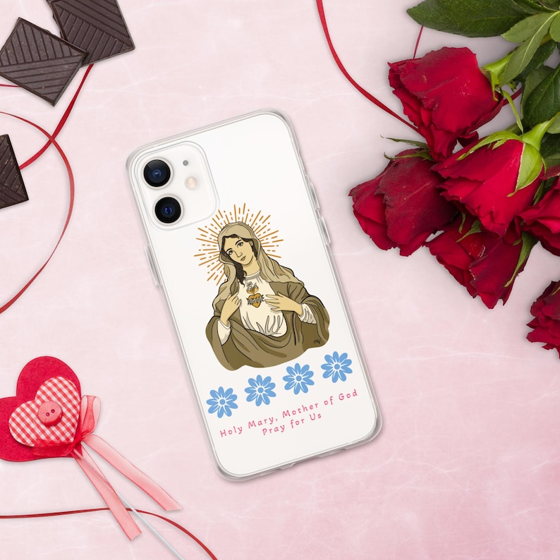 Clear iPhone Case | Immaculate Heart of Mary | Catholic Phone Case ...