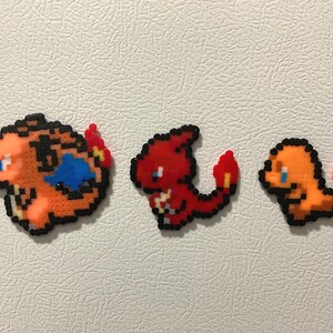 Charizard, Charmeleon & Charmander Pokémon Perler Bead Magnets - Etsy