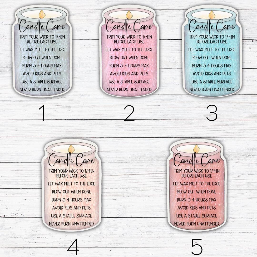 Candle Care Cards, Printed Care Cards, Candle Care, Care Instructions ...