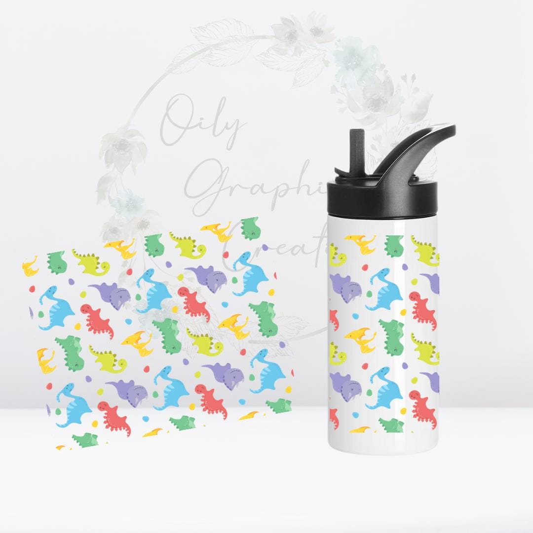 Tiny Dinos UV DTF Wrap, 16oz Kid Tumbler Wrap, Glass Cup, Transfer ...