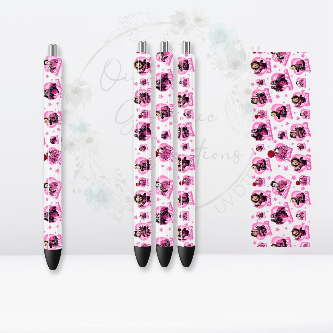 Horror With Hearts Pen UV DTF Decal, Pen Decal, Pen Wrap, Ball Point ...