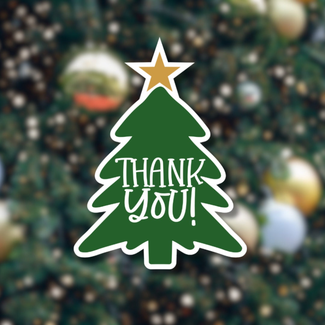 Thank You Christmas Tree Happy Mail Stickers, Packaging Stickers, Happy ...