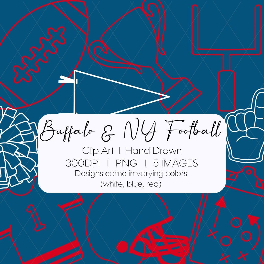 Buffalo & NY Football Clip Art Bundle, Hand Drawn, Images, PNG, Files ...