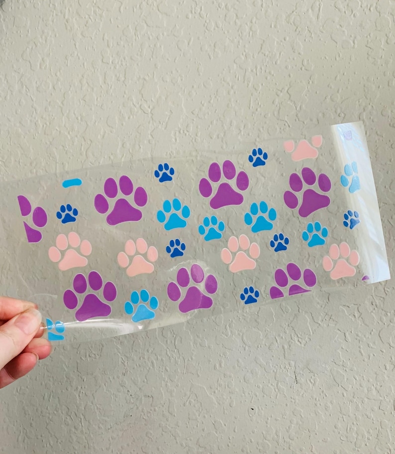 Paw Print Patterns UV DTF Wrap, 16oz Glass Can Wrap, Glass Cup ...