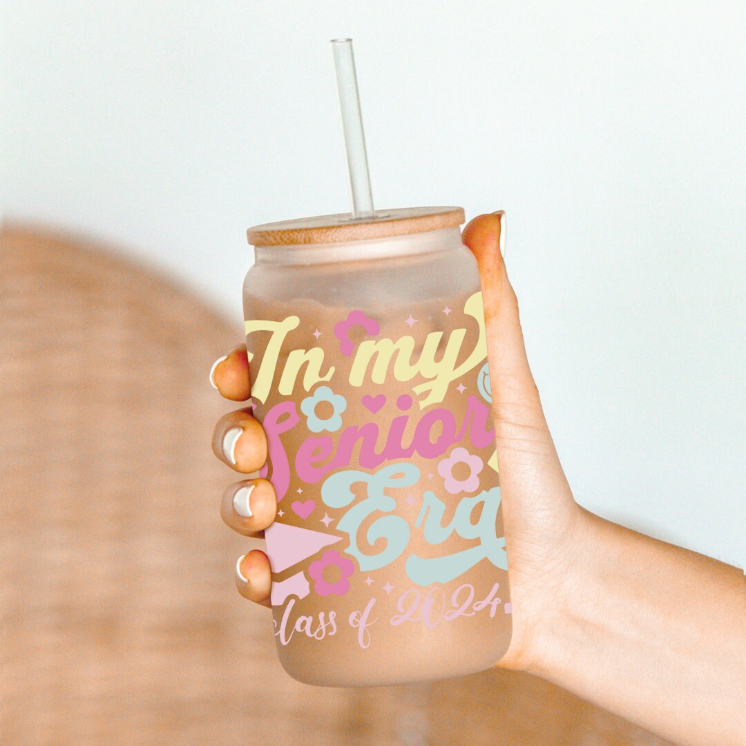 Senior Era 24 Pastel UV DTF Decal, 16oz Glass Can Decal, Glass Cup ...