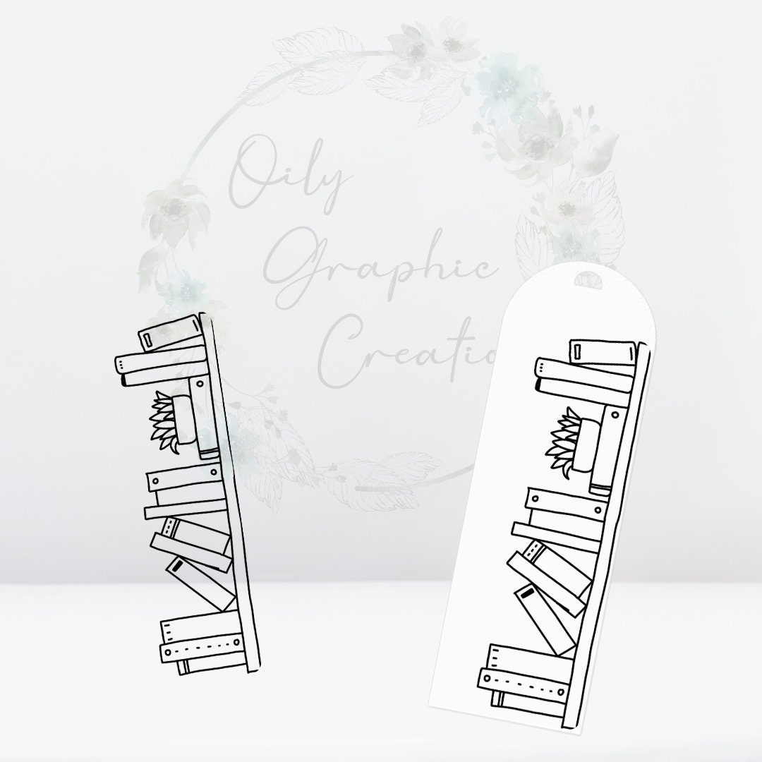 Books on Shelf UV DTF Bookmark Decal, Bookmark, Book, Reading, Decal ...