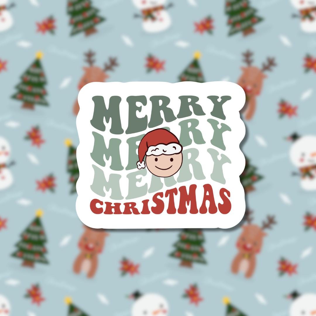 Smile Merry Christmas Happy Mail Stickers, Small Business, Sticker ...